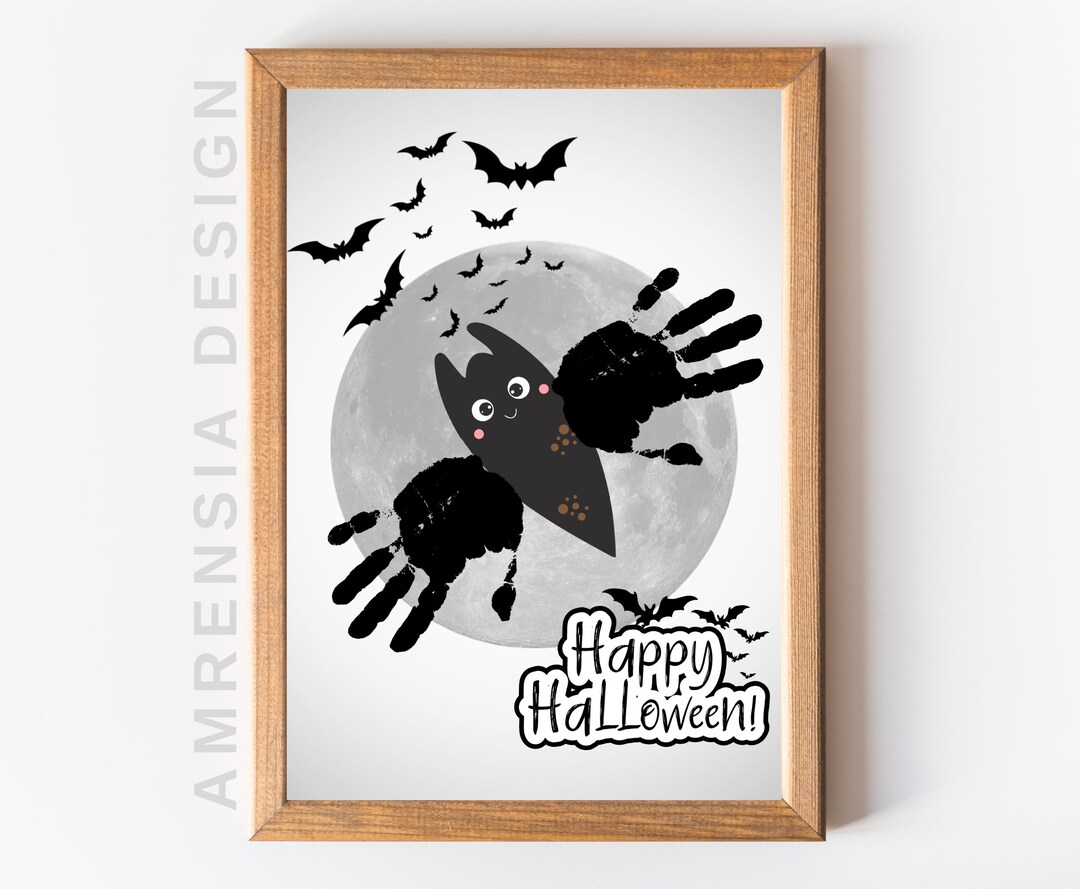 Bat Handprint Art, Happy Halloween Keepsake Craft Handprint Kit for ...