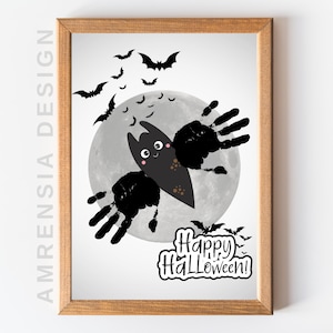 Bat Handprint Art, Happy Halloween Keepsake Craft Handprint Kit for ...