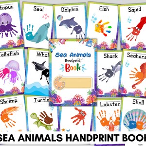 15 Design SEA ANIMALS Handprint Book, Printable Handprint Art, Toddler ...