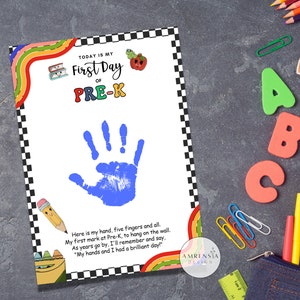 First Day of Pre-k Handprint Art, First Day of School, Handprint Pre-k ...