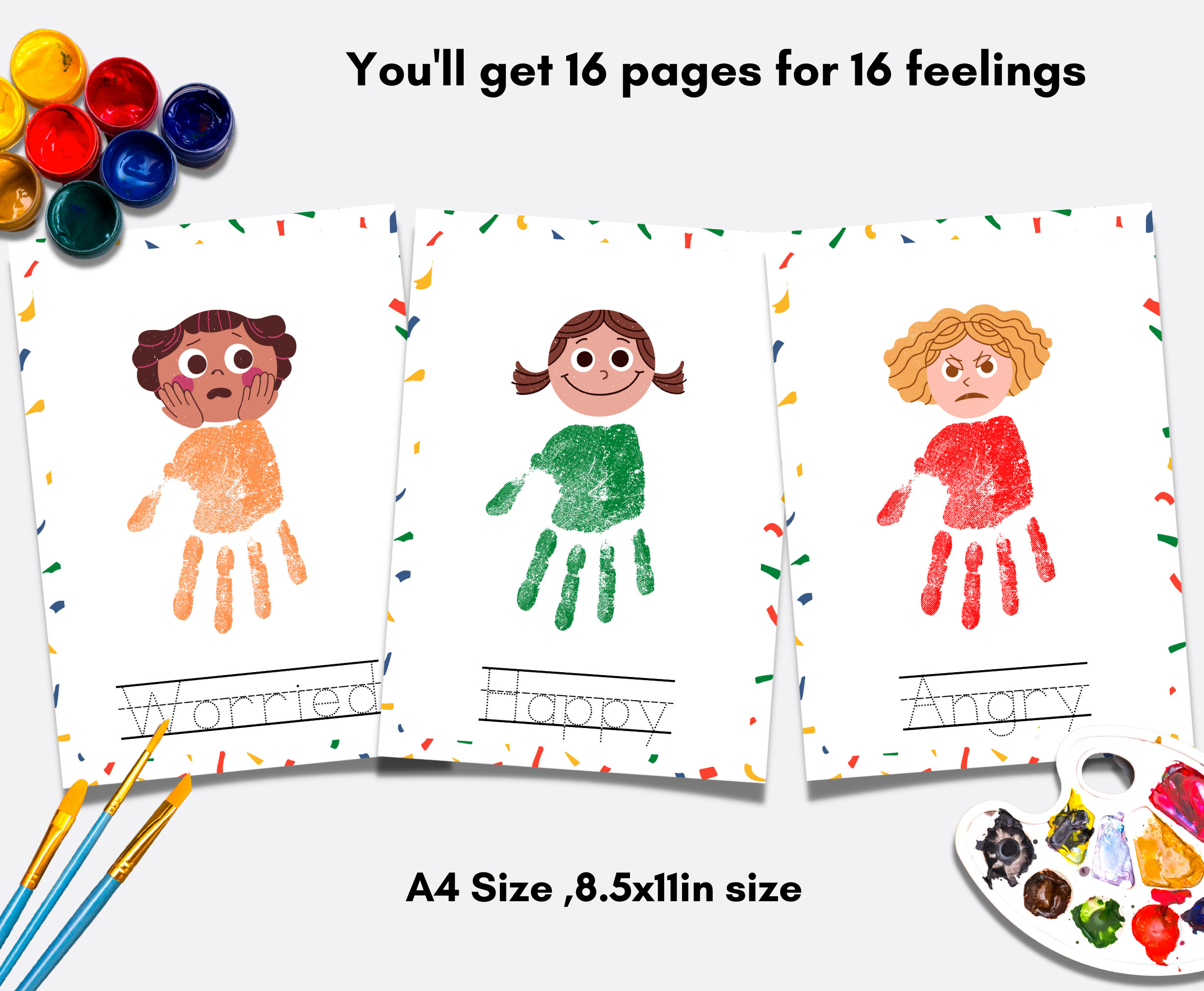 16 Feelings Handprint Craft, Poster Feelings, Flashcards and Match ...