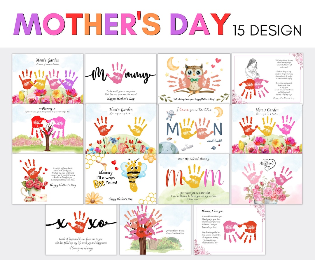 15 Design Mother's Day Handprint Art, Baby Toddler Kids Craft, Gift for ...