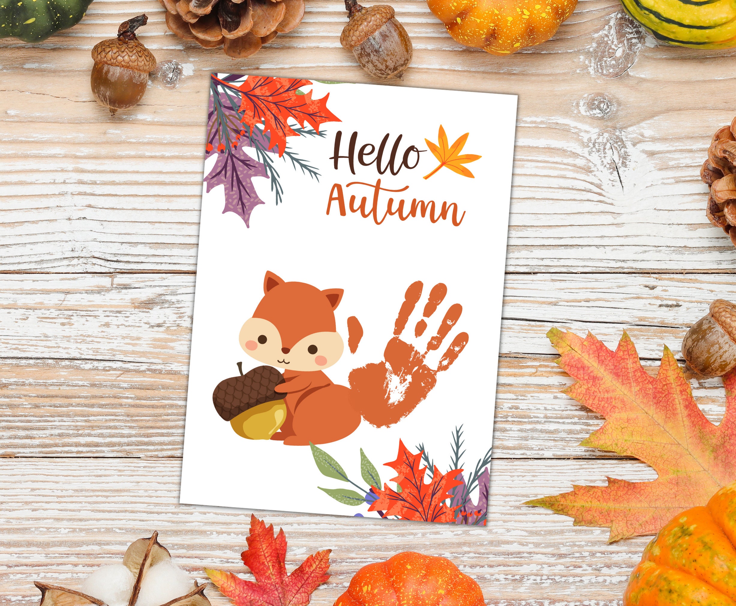 Hello Autumn Handprint Art, Autumn Fall Craft, Handprint Preschool ...
