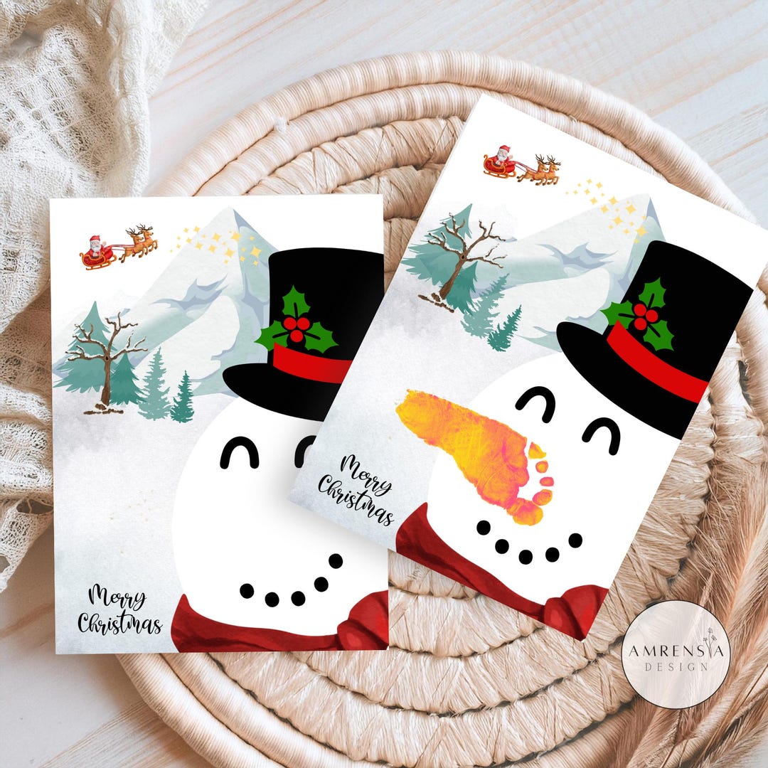 Cute Snowman Footprint Art | Baby's First Christmas Craft | Holiday ...