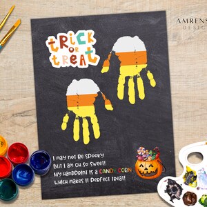 Candy Corn Poem Handprint Art Craft, Trick or Treat Happy Halloween ...