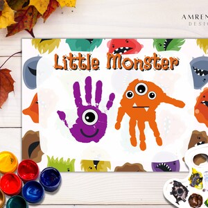 Little Monster Halloween Handprint Art, Halloween Keepsake Craft ...