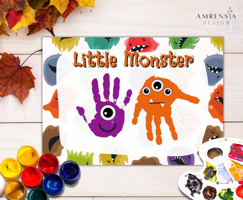 Little Monster Halloween Handprint Art, Halloween Keepsake Craft ...