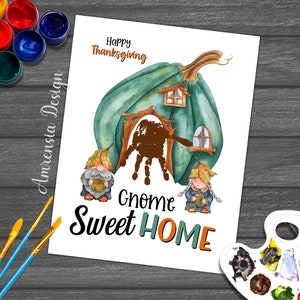 Gnome Thanksgiving Handprint Craft, Autumn Fall Activity, Home Sweet ...