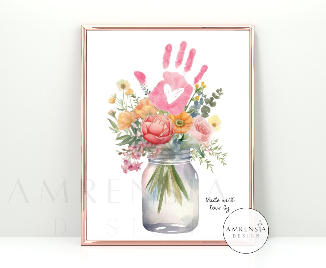 Flower Handprint Art Craft Mother's Day Pink Mom Mum Grandma Auny Gift ...