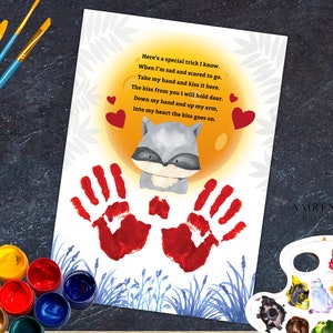 Handprint Craft the Kissing Hand Book Raccoon, My First Day of School ...