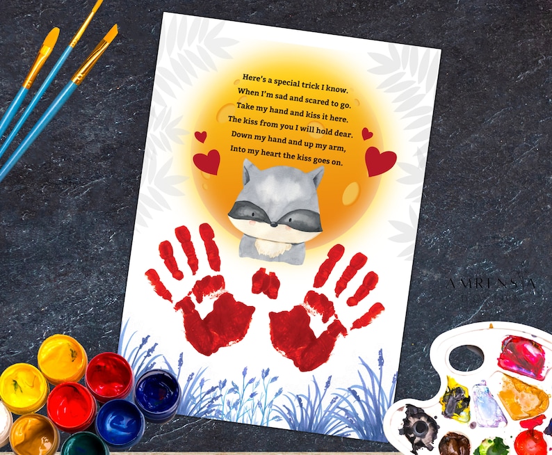 Handprint Craft the Kissing Hand Book Raccoon My First Day of - Etsy