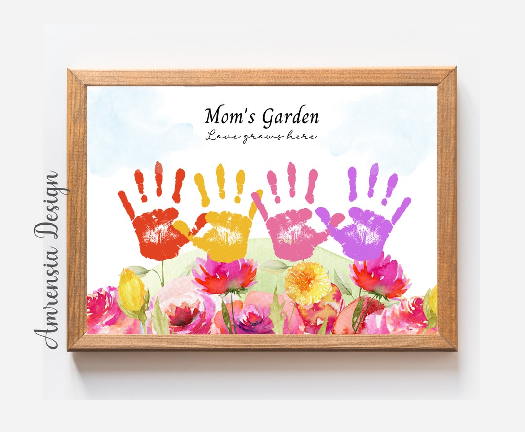Mom's Garden Handprint, Mothers Day Gift, Baby Toddler Kids Craft, Gift ...