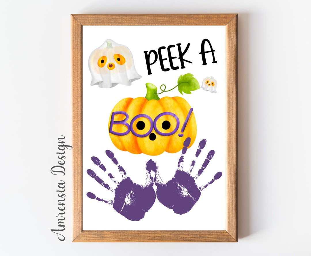 Halloween Handprint Art, Peek a Boo, Happy Halloween Keepsake Craft ...
