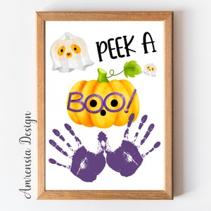 Halloween Handprint Art, Peek a Boo, Happy Halloween Keepsake Craft ...