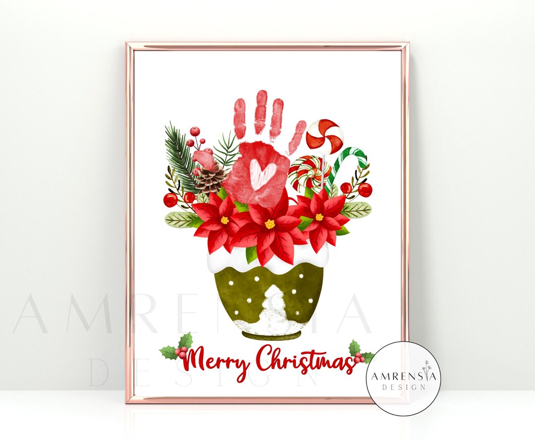 Christmas Handprint Art,christmas Flowers, Decoration, Handprint Craft ...