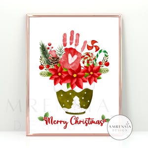 Christmas Handprint Art,christmas Flowers, Decoration, Handprint Craft ...