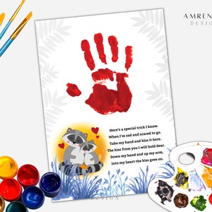 The Kissing Hand Book Raccoon, My First Day of Preschool Handprint Art ...