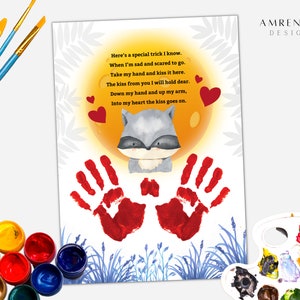 Handprint Craft the Kissing Hand Book Raccoon, My First Day of School ...