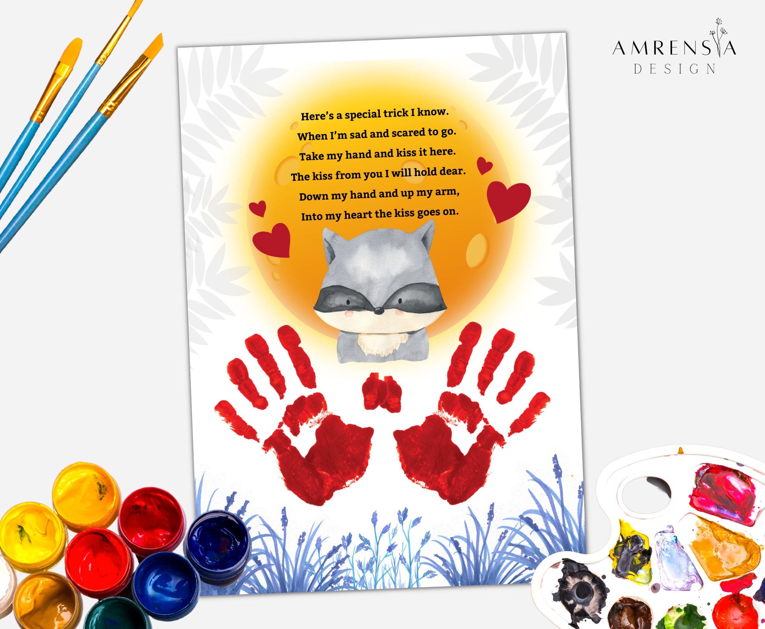 Handprint Craft the Kissing Hand Book Raccoon My First Day of - Etsy