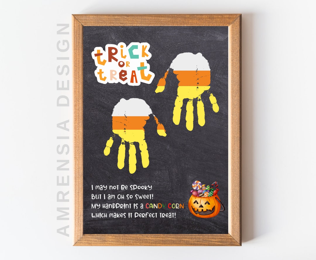 Candy Corn Poem Handprint Art Craft, Trick or Treat Happy Halloween ...