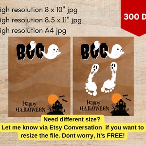 Halloween Footprint Art, BOO Happy Halloween Keepsake Craft Handprint ...