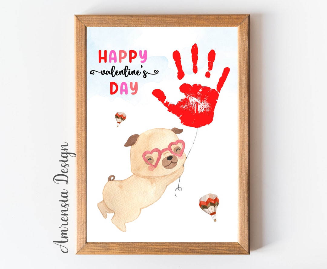 Puppy Handprint Craft Valentine Keepsake, Printable Template for Prek ...