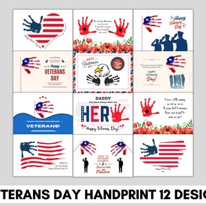 BUNDLE Veterans Day Handprint Art Template , Easy Printable Craft for ...