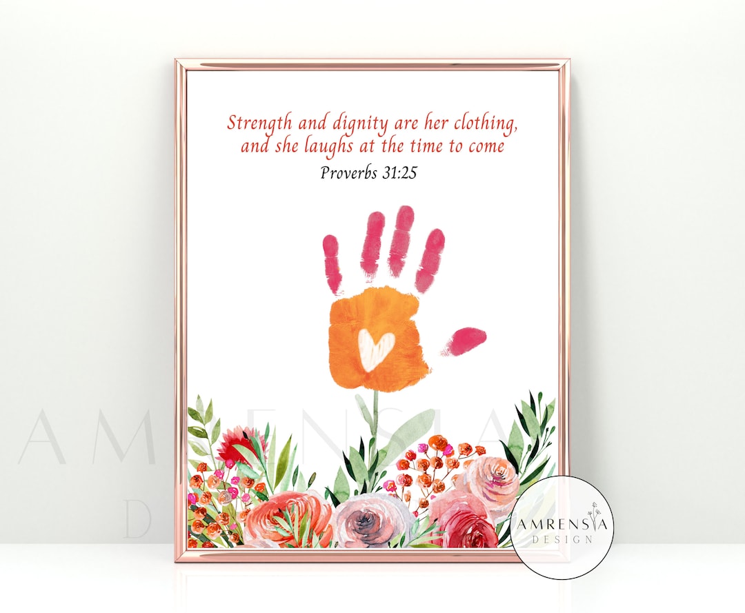 Bible Verse for Mom, Happy Mother's Day Handprint Art, Baby Toddler ...