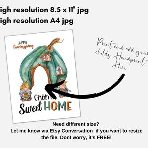 Gnome Thanksgiving Handprint Craft, Autumn Fall Activity, Home Sweet ...