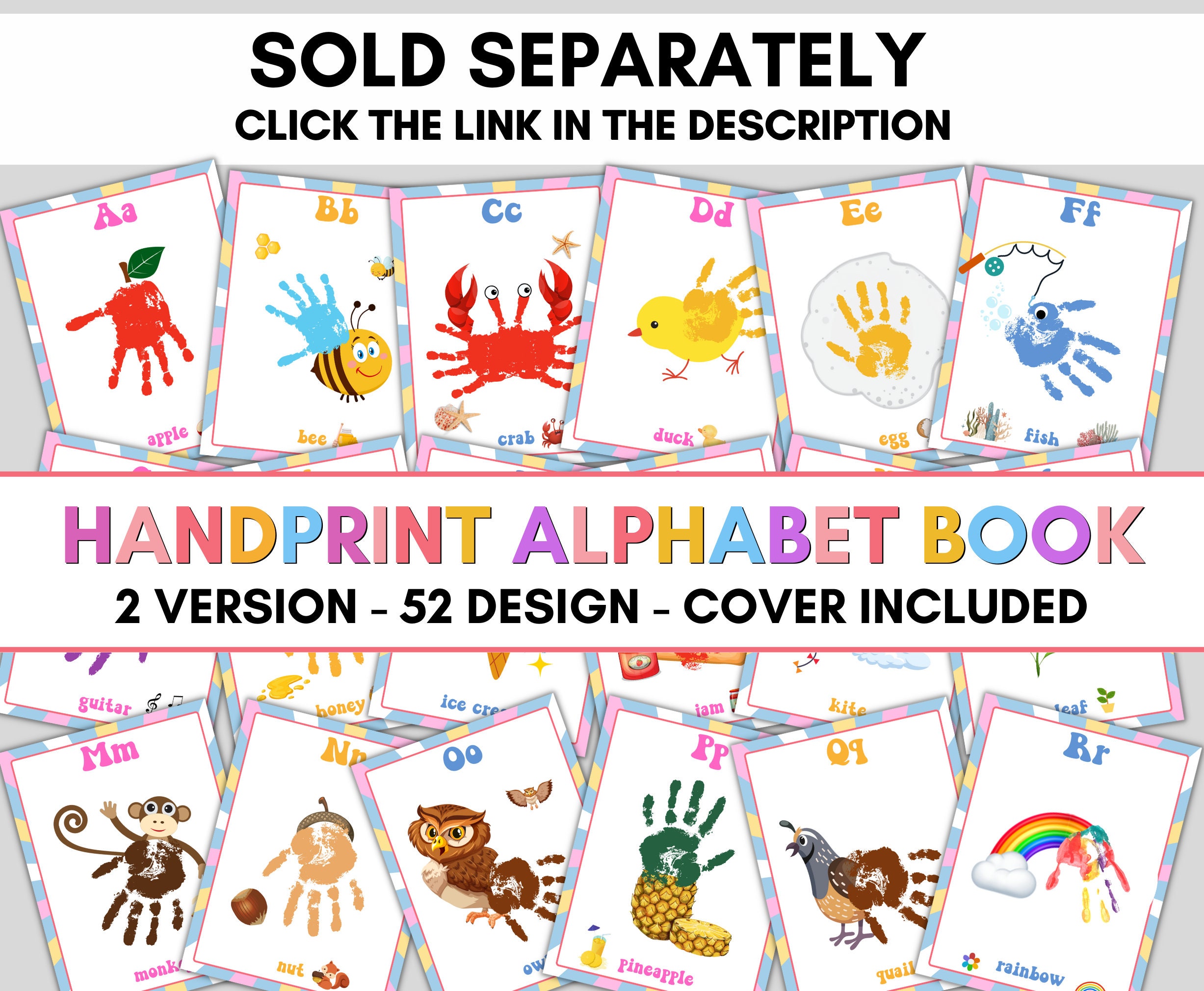 My Handprint Alphabet Book, Alphabet Handprint Art, Baby Toddler Child ...