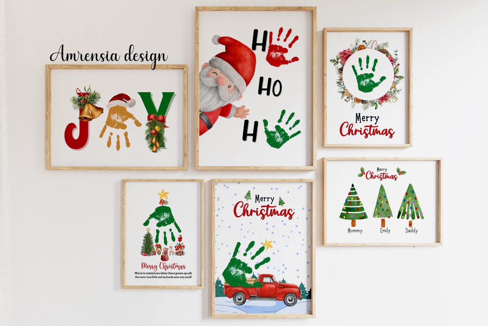 6 Design Christmas Handprint Fingerprint Art Printable for - Etsy