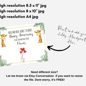 ANNIVERSARY Giraffe Handprint Art, Cute Safari Animal Happy Anniv Card ...