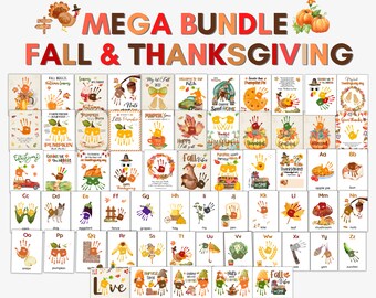 MEGA BUNDLE Fall Thanksgiving Handprint Footprint Printable for Prek ...