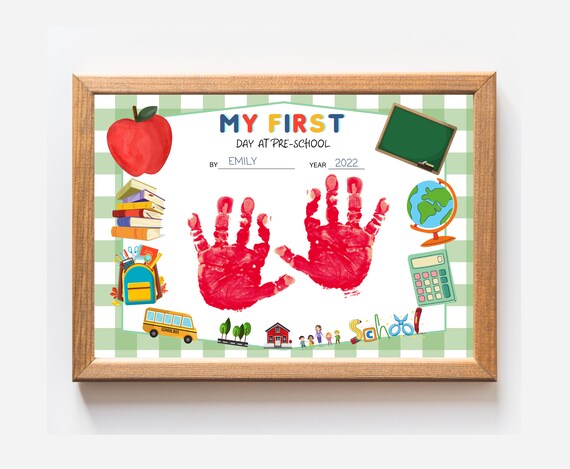 2 Versions My First Day of Preschool Handprint Art My First - Etsy