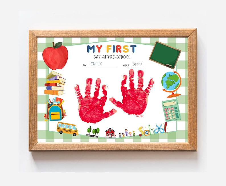 2 Versions My First Day of Preschool Handprint Art My First - Etsy