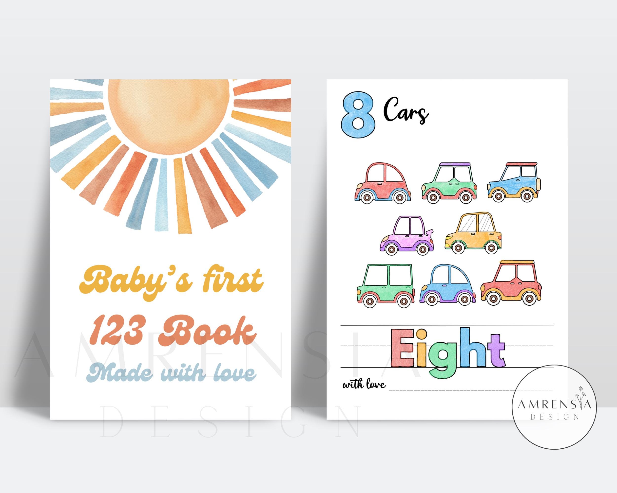 123 Baby Shower Coloring Book Printable, 20 Pages Baby First Numbers ...