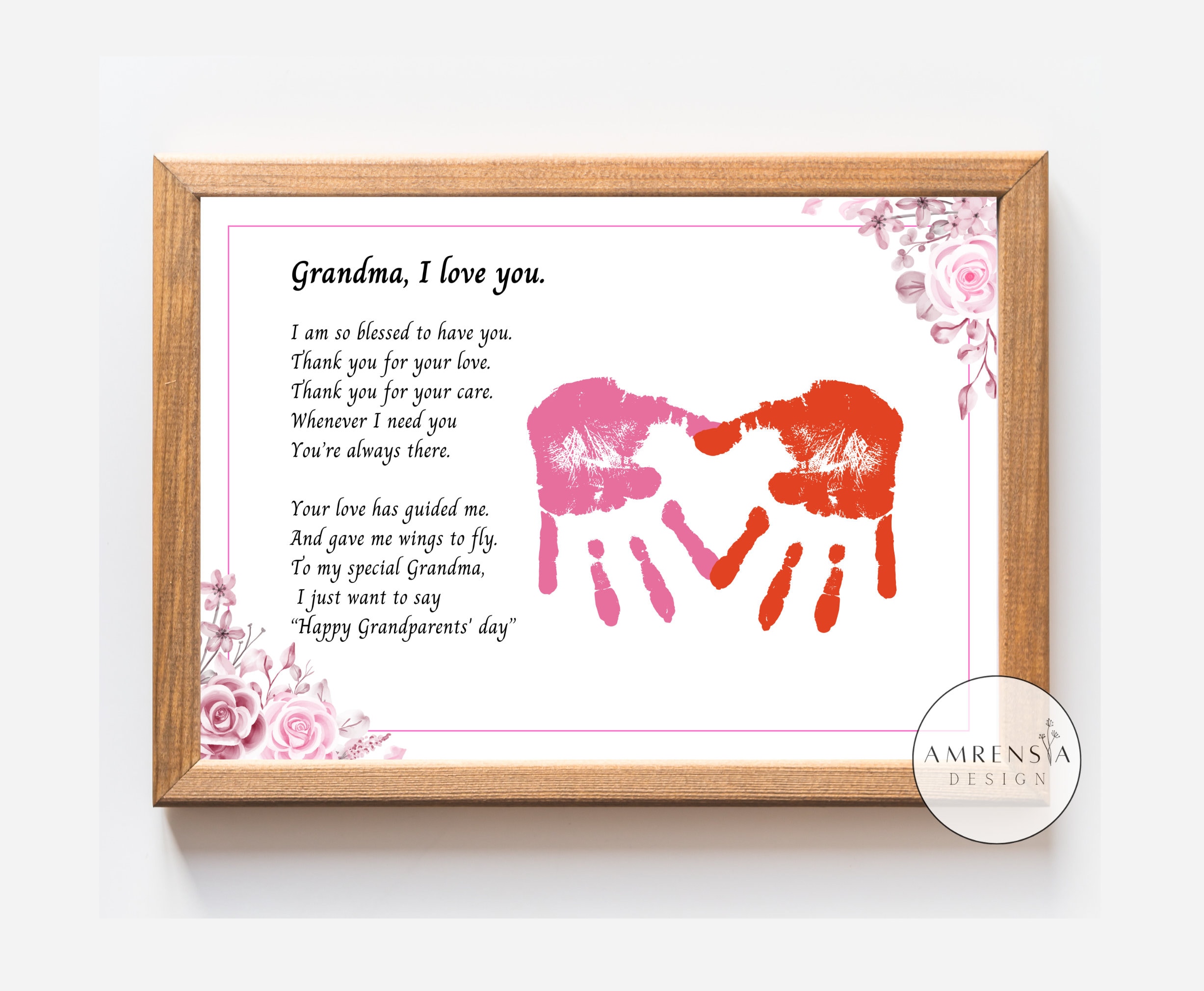Grandma Gift. Poem for Grandma, Grandparents Day Handprint Keepsake ...