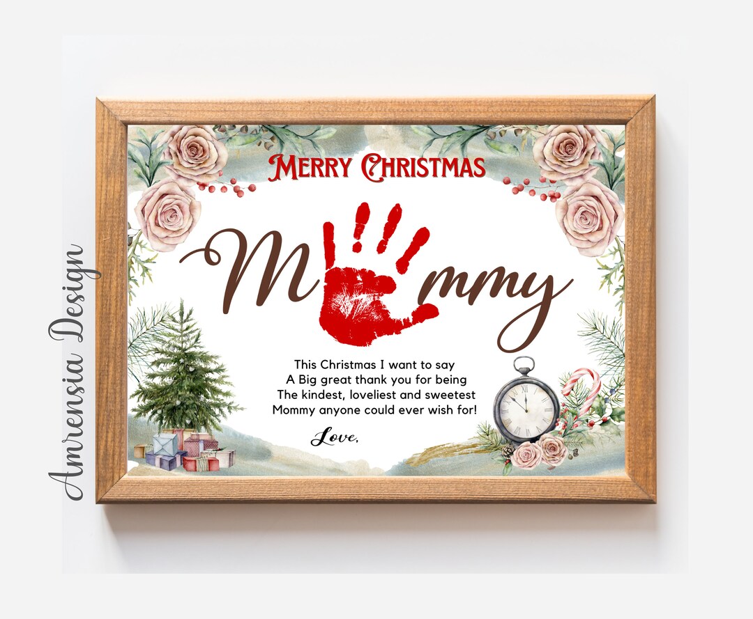 Christmas Keepsake, Gift for Mommy, Christmas Handprint Art, Christmas ...