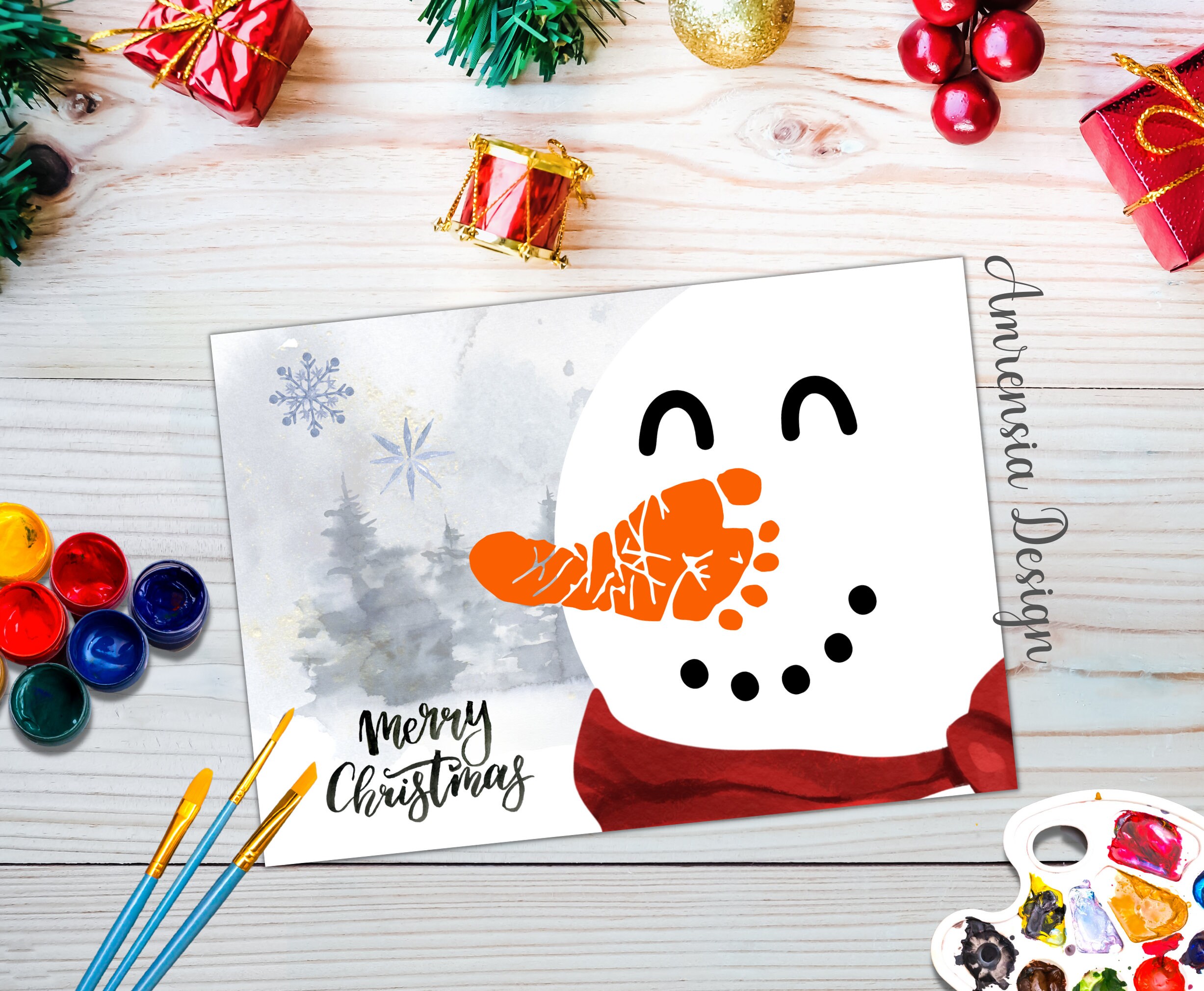 Snowman Footprint Art Snowman Craft Home Decoration Winter - Etsy UK