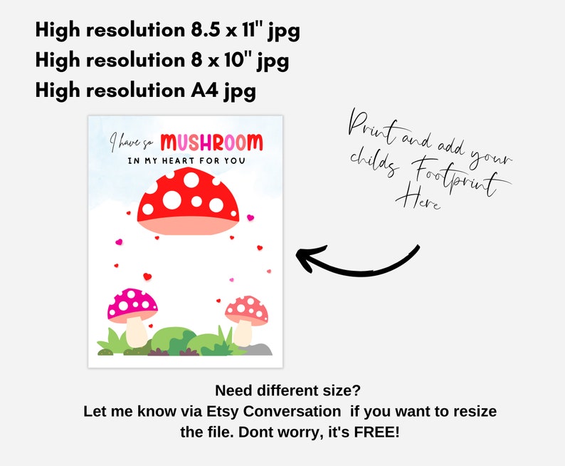 Footprint Craft Valentine Keepsake Mushroom Printable - Etsy