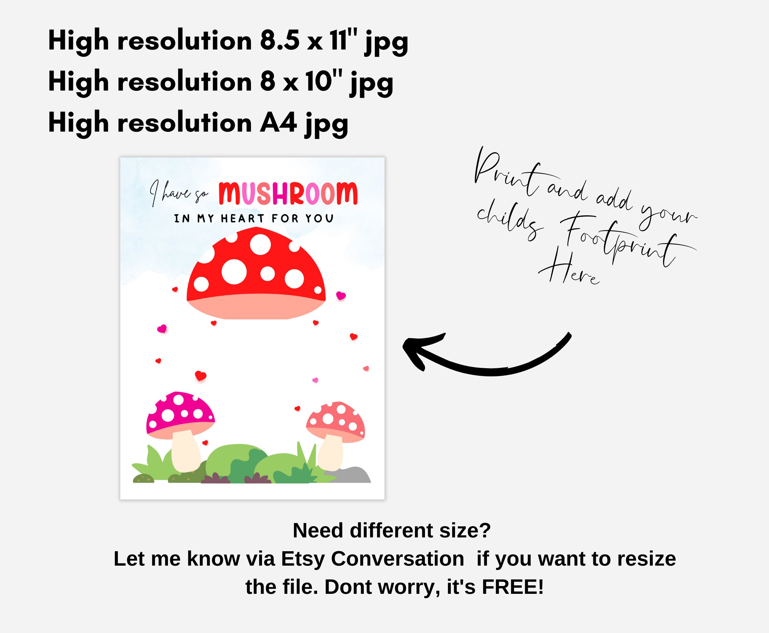 Footprint Craft Valentine Keepsake Mushroom Printable - Etsy