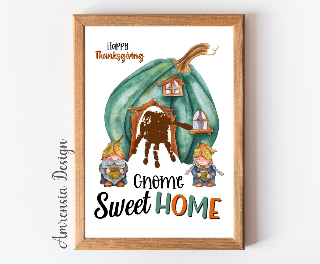 Gnome Thanksgiving Handprint Craft, Autumn Fall Activity, Home Sweet ...