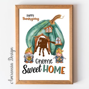 Gnome Thanksgiving Handprint Craft, Autumn Fall Activity, Home Sweet ...