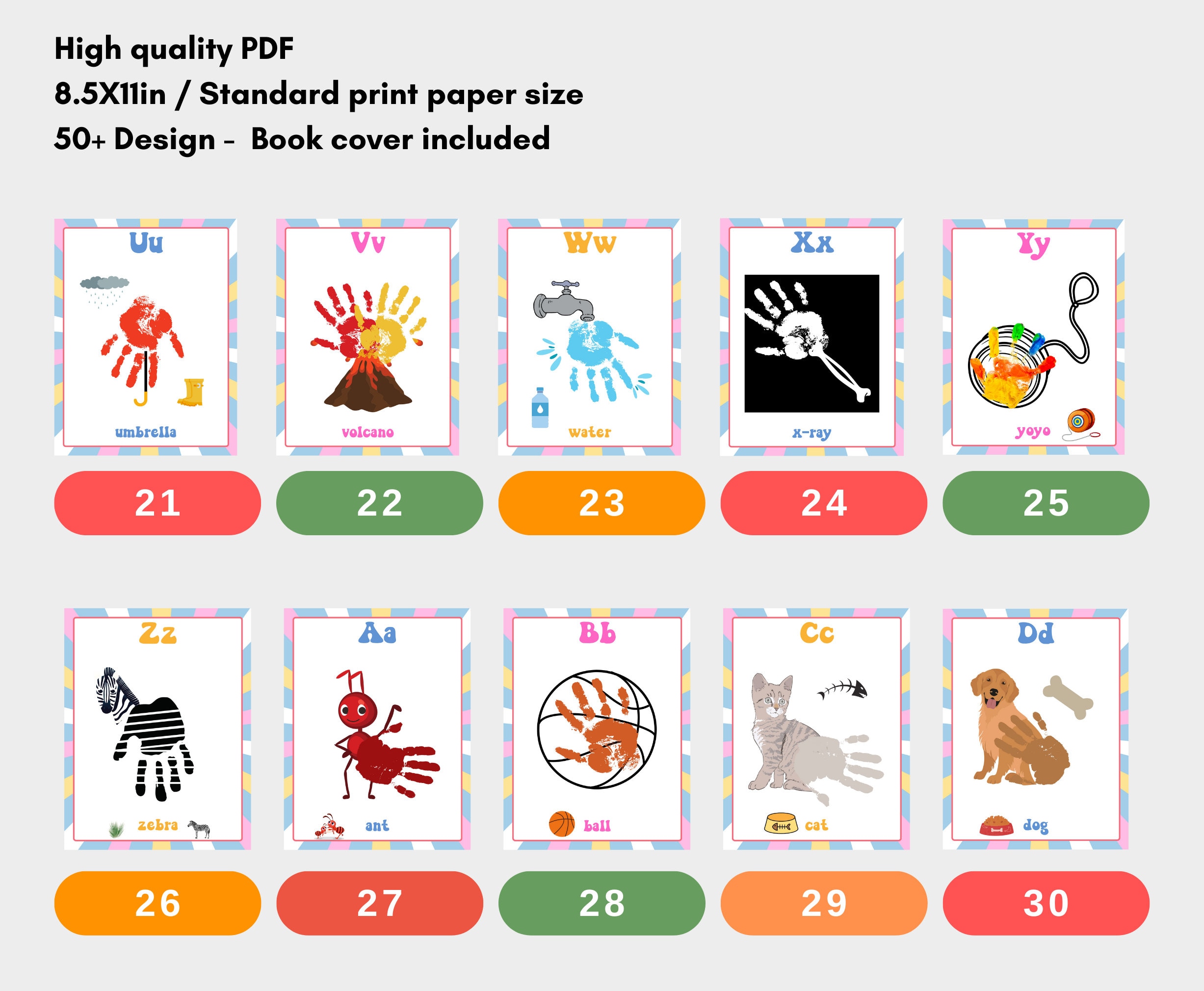 My Handprint Alphabet Book, Alphabet Handprint Art, Baby Toddler Child ...