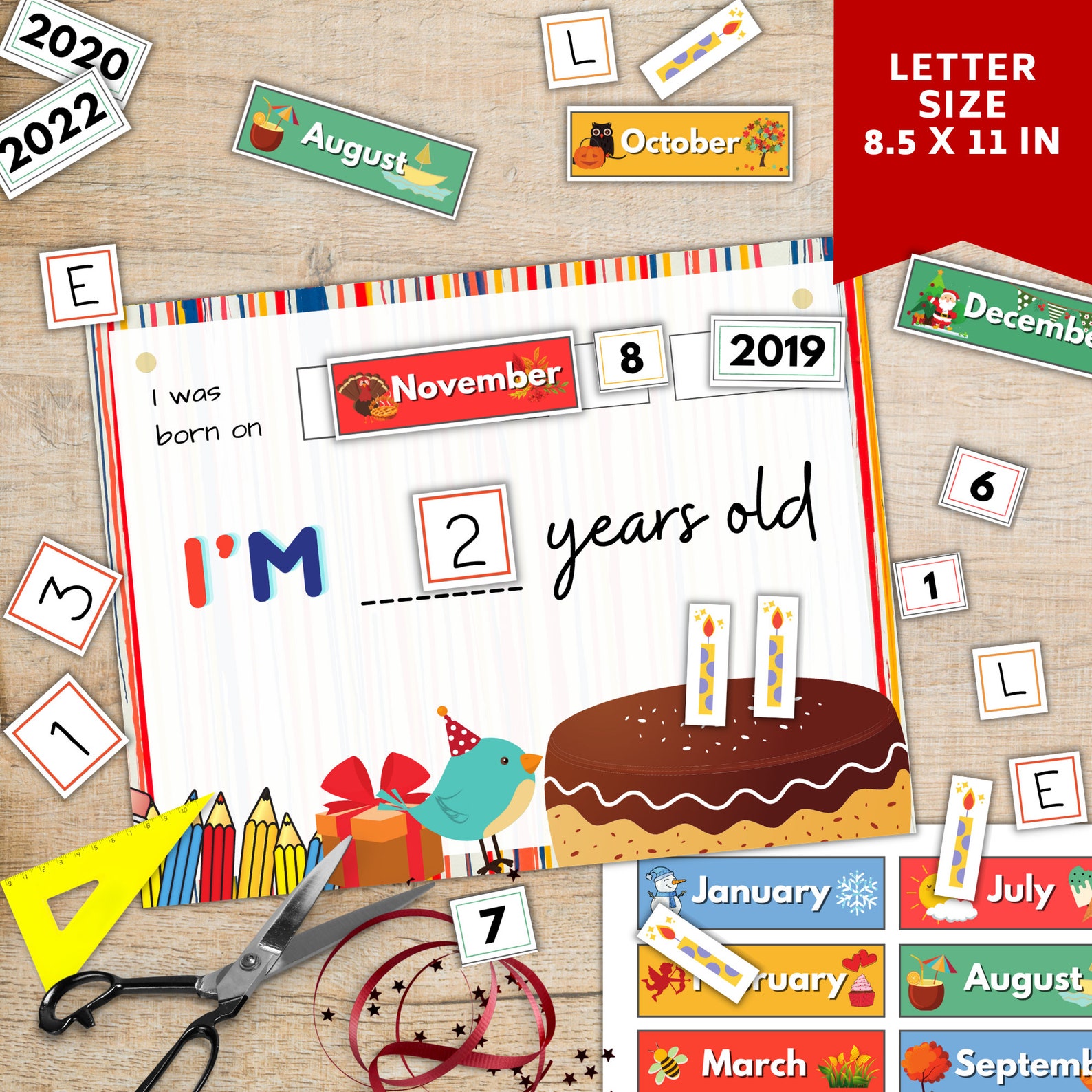 Name Spelling and Age Printable, Preschool Homeschool Activity ...