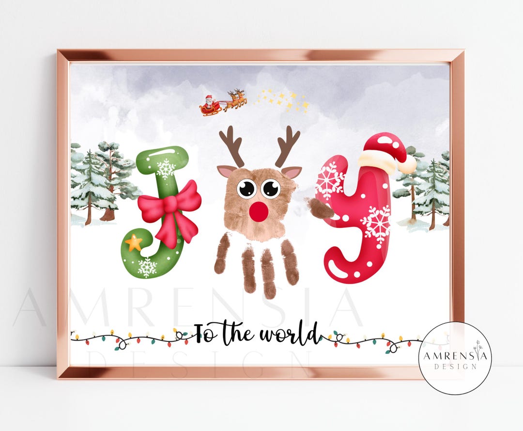 Joy Handprint Art, Christmas Reindeer Craft, Joyt to the World, Home ...