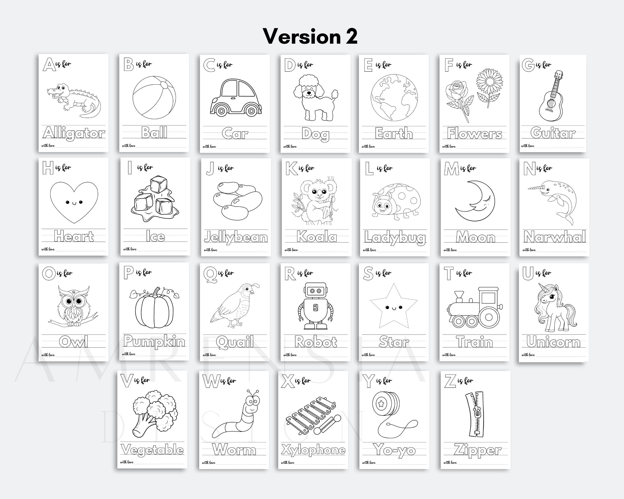 52 PAGES ABC Baby Shower Coloring Book, Baby's First ABC Book, Black ...