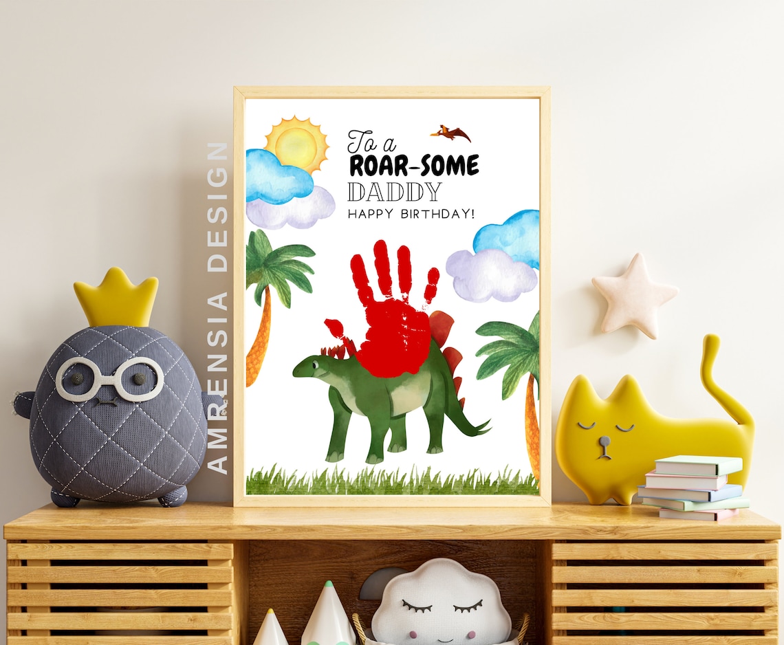 Father's Day Gift BUNDLE Dinosaur Handprint Craft Happy - Etsy