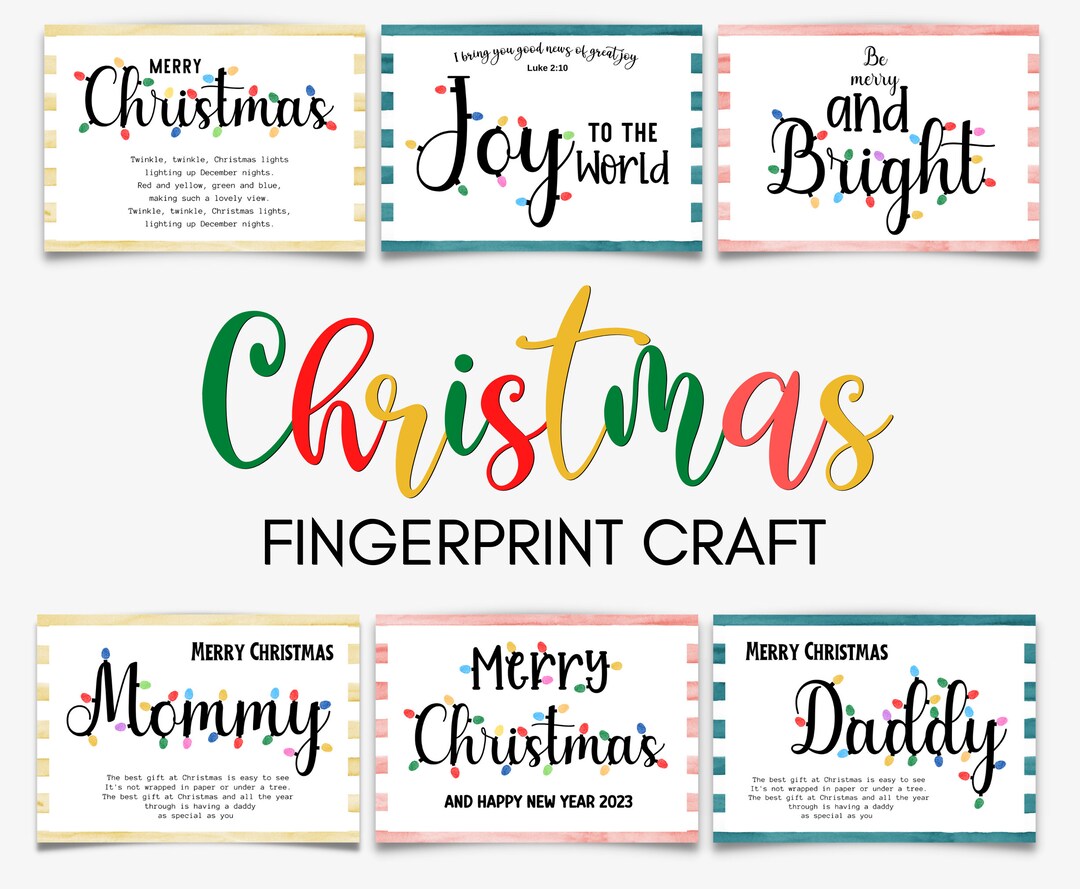 BUNDLE Christmas Fingerprint, Winter Craft, Fingerpaint Art, Christmas ...