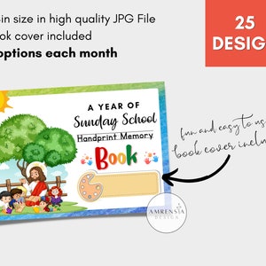 25 DESIGN A Year of Sunday School Handprint Memory Book, Bible ...